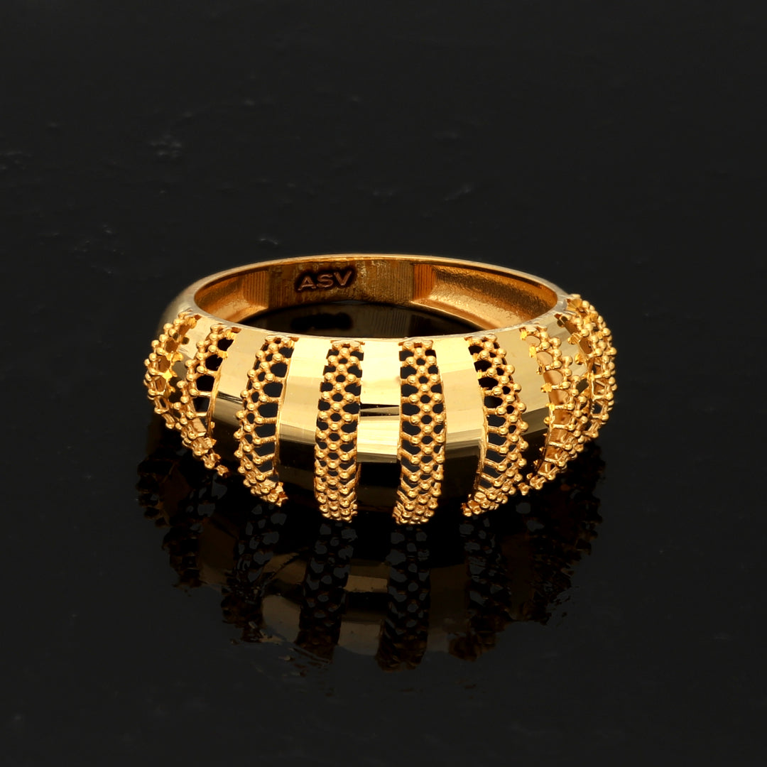Buy Gold Textured Dome Ring 21KT – Elegant Design in Kuwait – FK Jewellers
