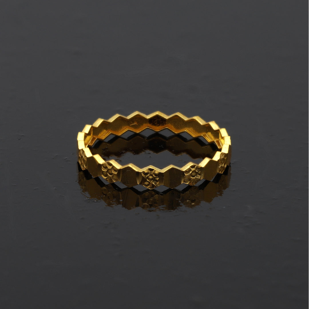 Buy Gold Hexa-Design Ring 21KT – Elegant Design in Kuwait – FK Jewellers