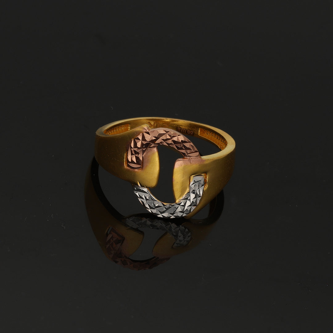 Buy Gold Two Tone Ring 21KT – Elegant Design in Kuwait – FK Jewellers